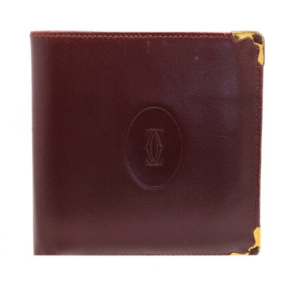 Cartier | Bags | Cartier Paris Vintage Wallet Burgundy Leather Gold ...